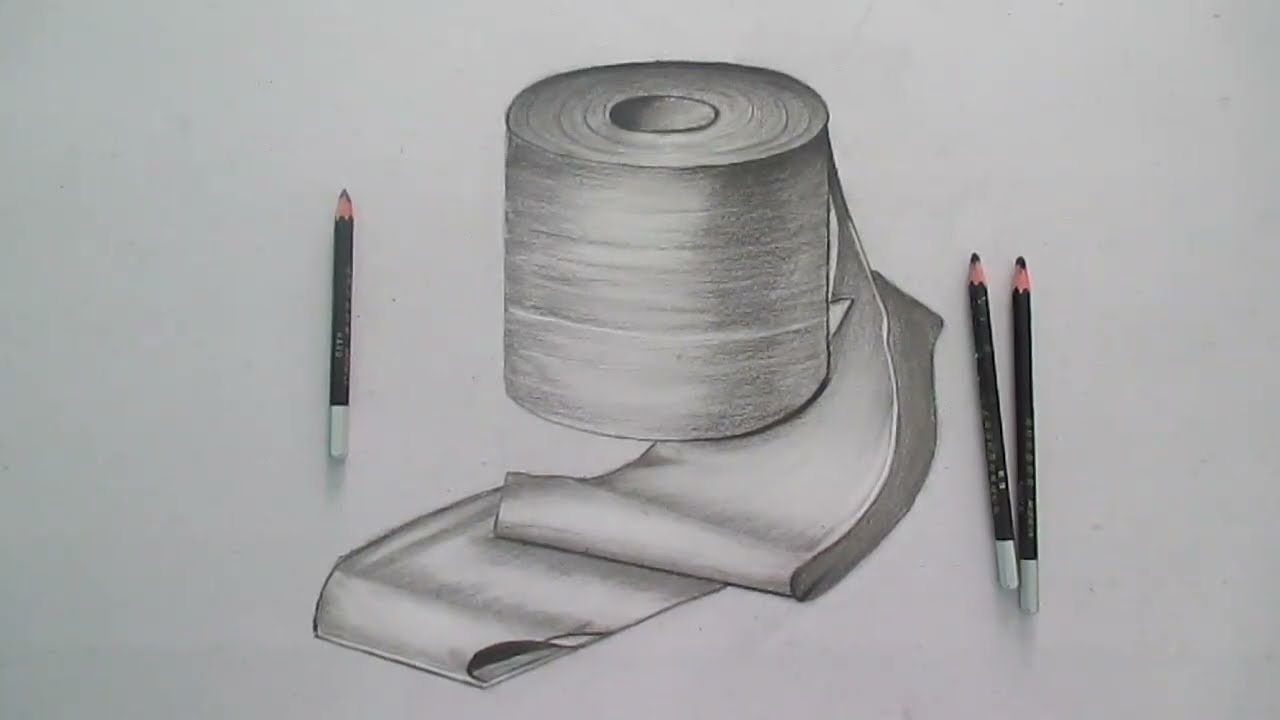 toilet paper still life drawing easy drawing by 3d art - YouTube