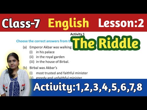 The Riddle,Questions Answers Class-7//English Lesson 2 Activity Solved ...