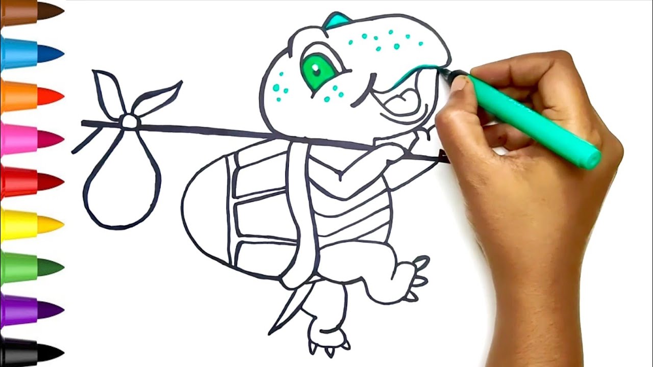 How To Draw A Cute Tortoise🐢 | Drawing And Coloring Tortoise For kids ...