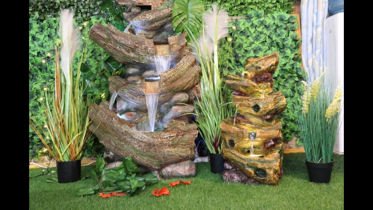 Modern Polyresin Water Fountain Relaxing Gentle Waterfall - YouTube
