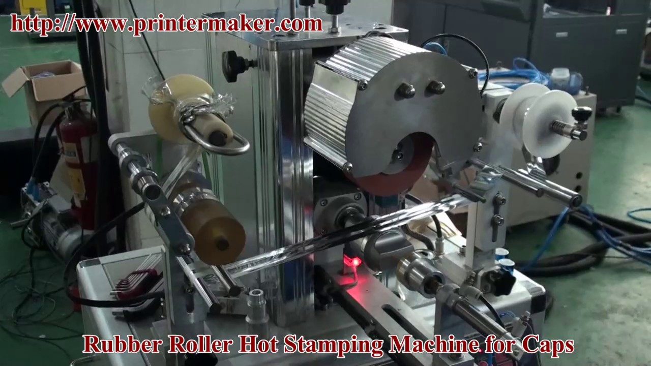 rubber roller hot stamping machine for caps - YouTube