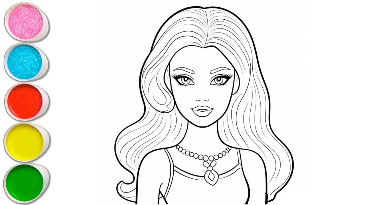 Cute Barbie Girl Drawing for kids, Painting & Coloring for kids ...
