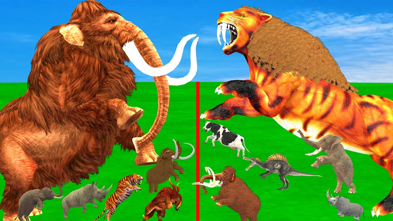 ARBS Prehistoric Mammals vs ARK Prehistoric Animals Tiger vs vs Woolly ...