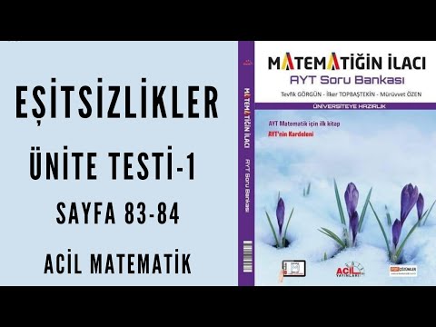 MATEMATİĞİN İLACI AYT SORU BANKASI (İkinci Dereceden Eşitsizlikler Ünite Testi-1)