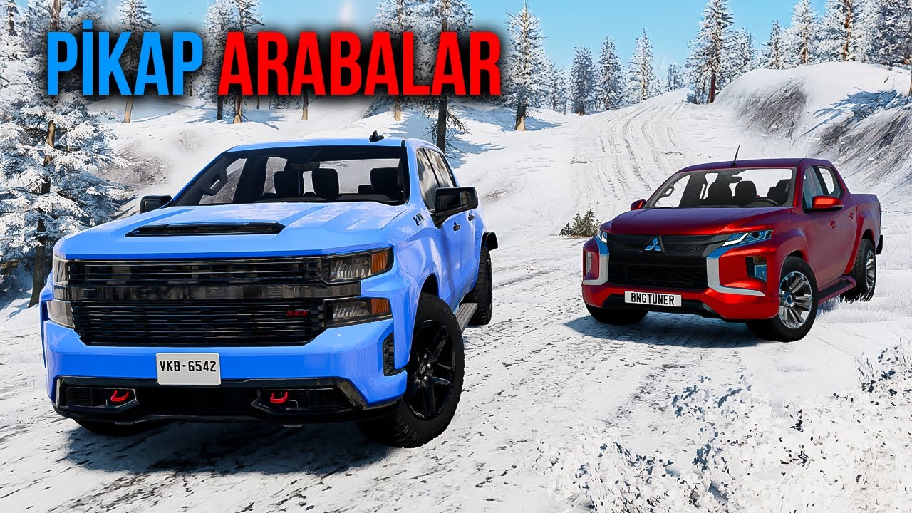 Güçlü Pikap Arabalar Tehlikeli Dağ Yolunda !!! Örümcek Abi ile BeamNG ...