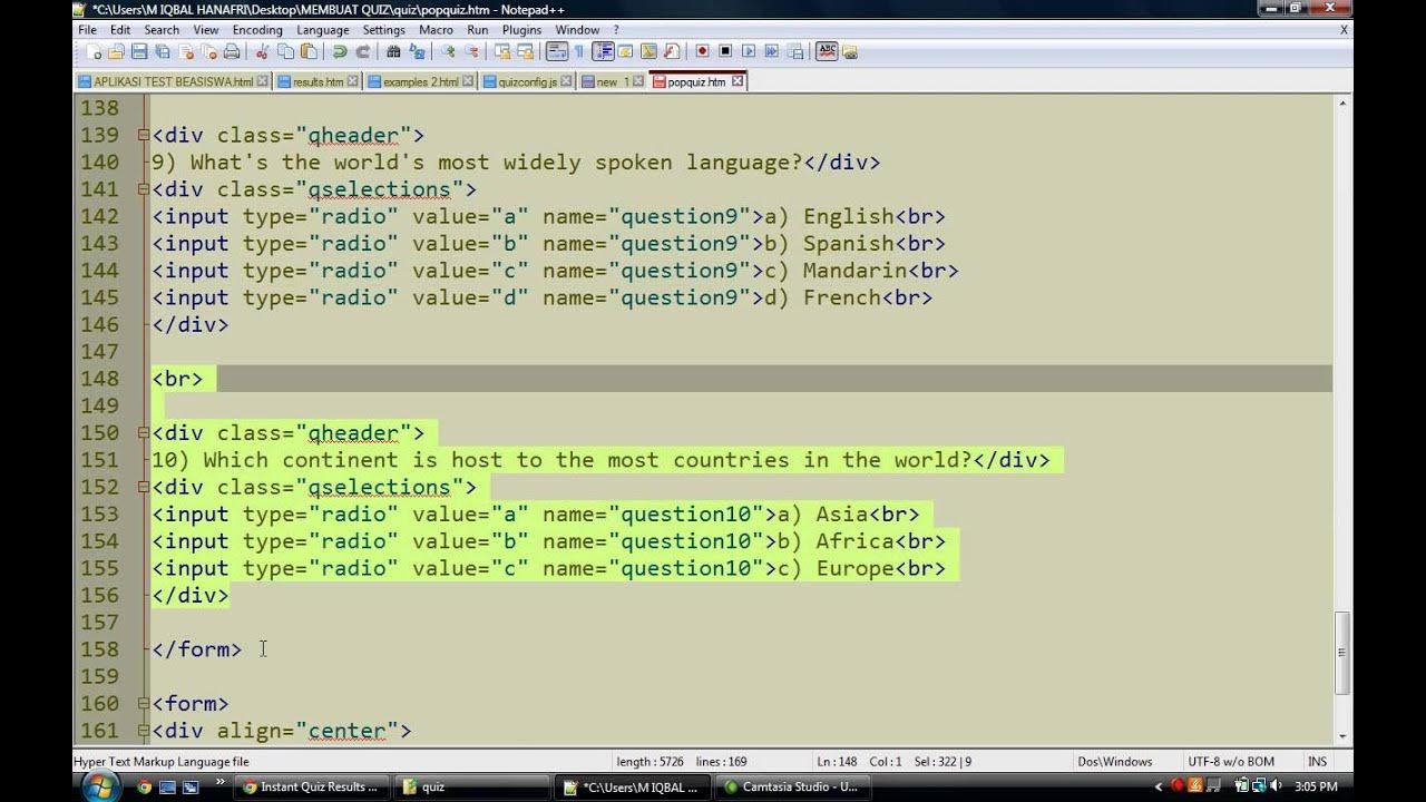 Cara Membuat Kuis Menggunakan Javascript - YouTube