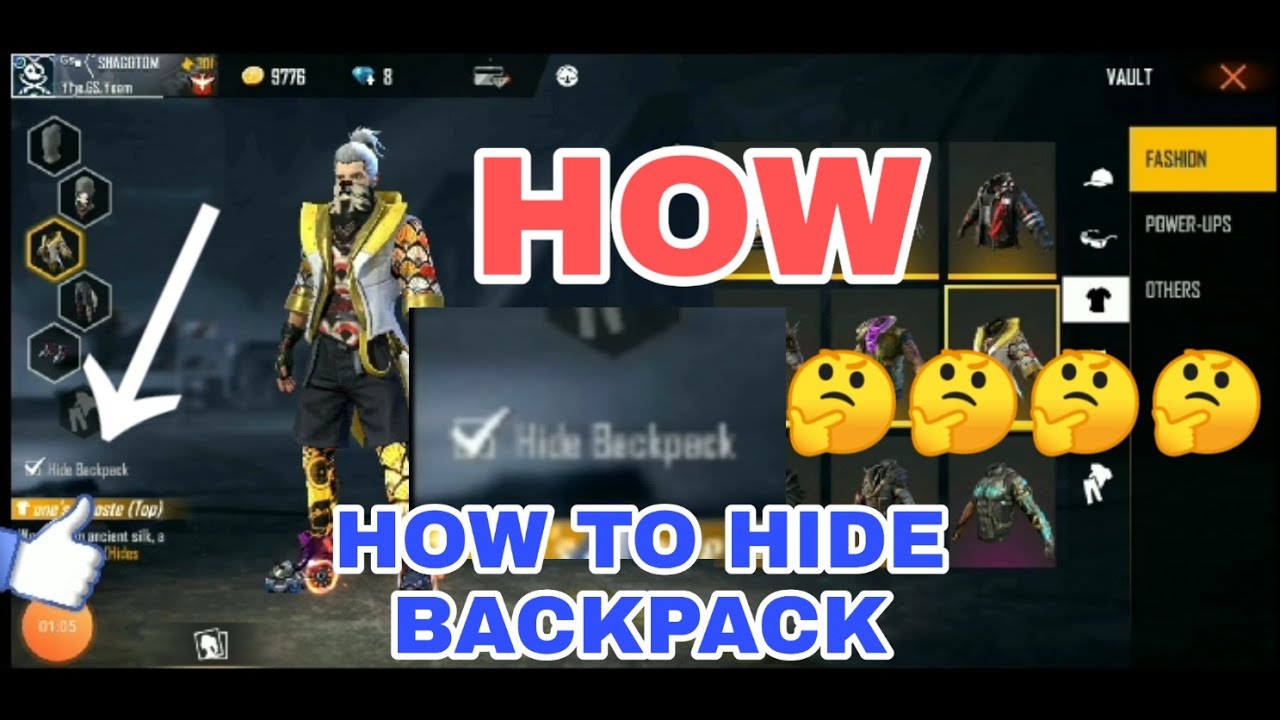 How To Hide Backpack In Ff / Male And Female Character New Trick ( 2020 ...