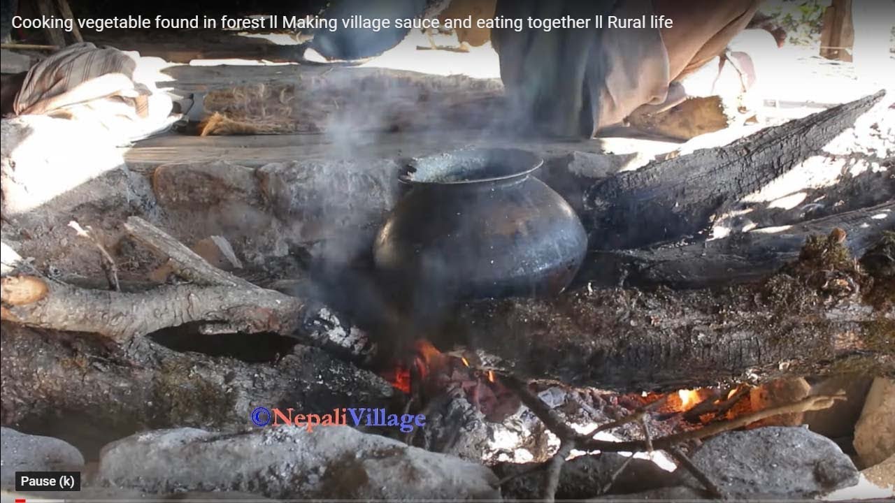 Cooking vegetable found in forest ll Making village sauce and eating ...