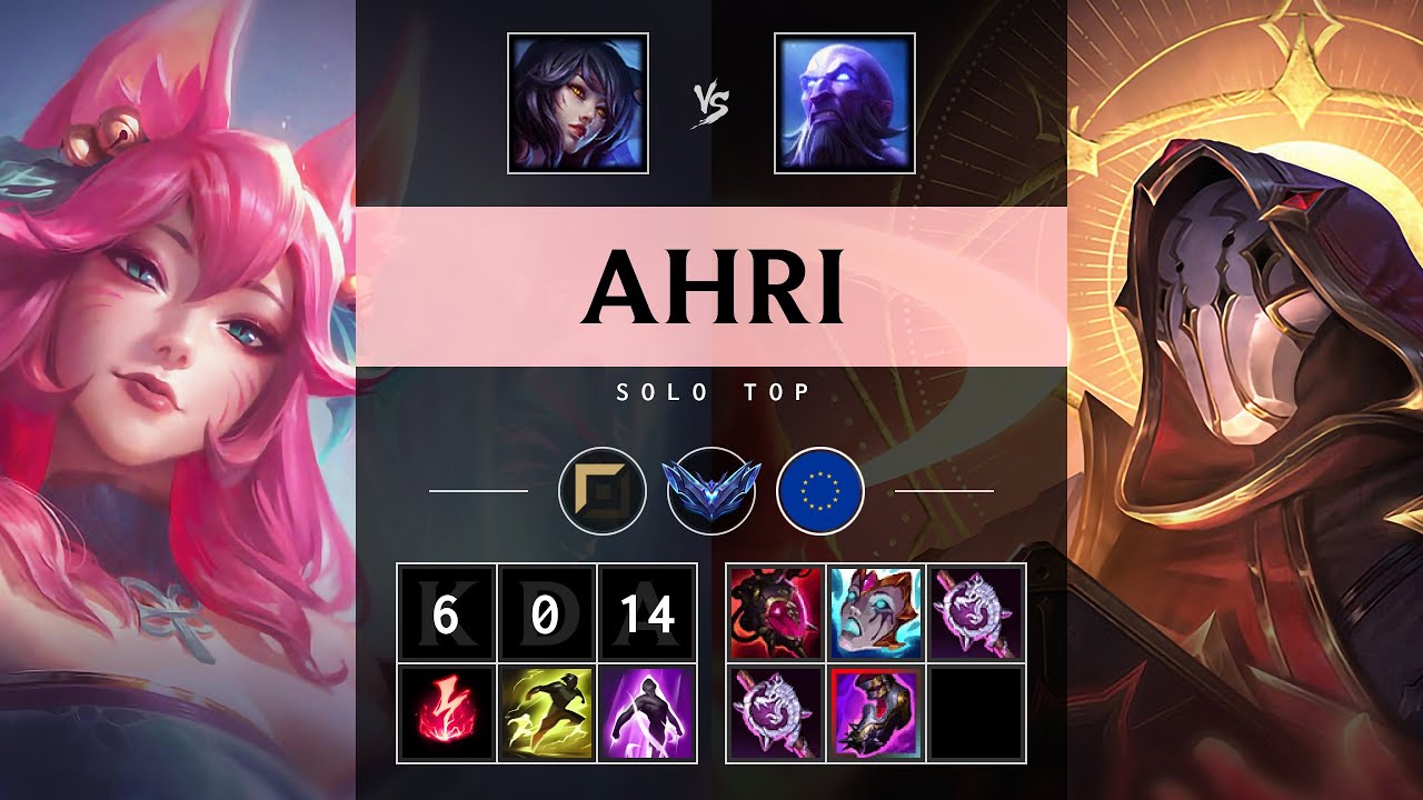 Ahri Top vs Ryze - EUW Diamond Patch 25.14 - YouTube