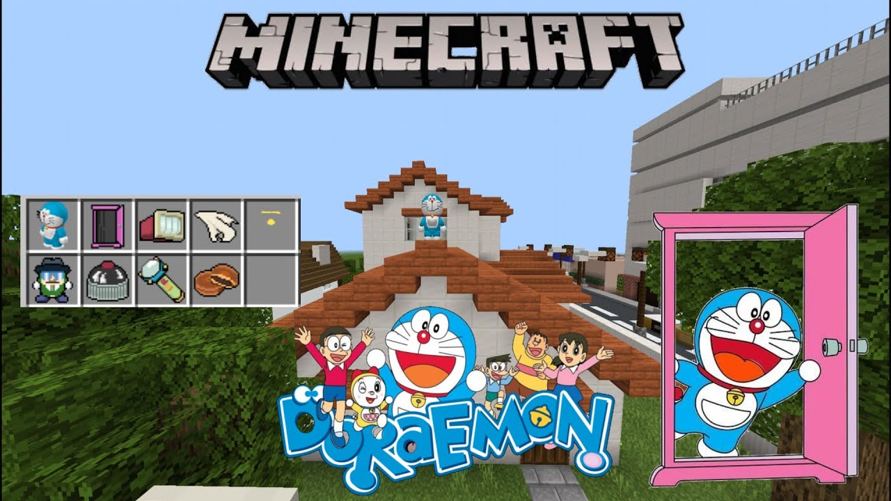 ADDON DORAEMON MCPE - BANYAK ALAT AJAIB DORAEMON DI MINECRAFT - YouTube