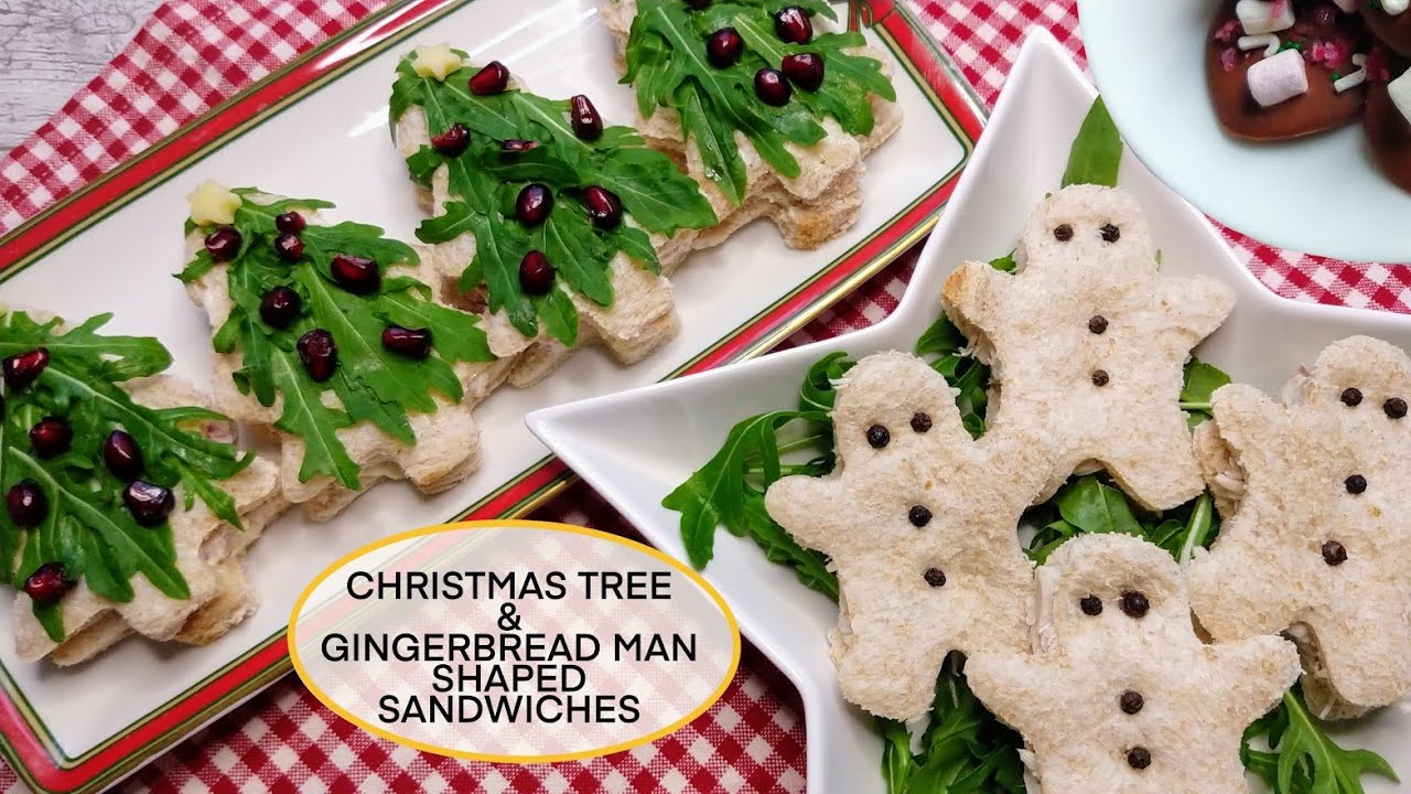 Christmas Tree and Gingerbread Man Shaped Sandwiches with Christmas ...