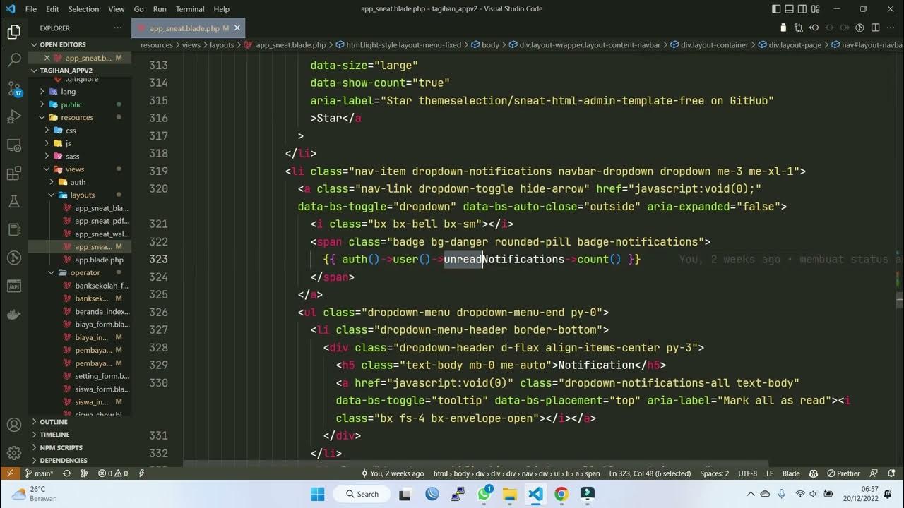 Laravel Proyek #140 Membuat Tampilan Notifikasi Badges - YouTube