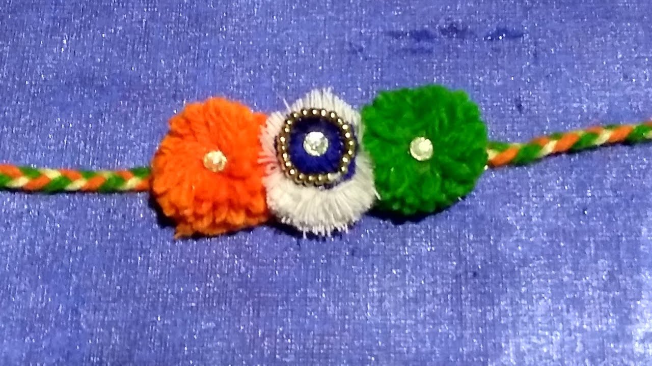 Indian tricolor rakhi/how to make tricolor wolen rakhi - YouTube