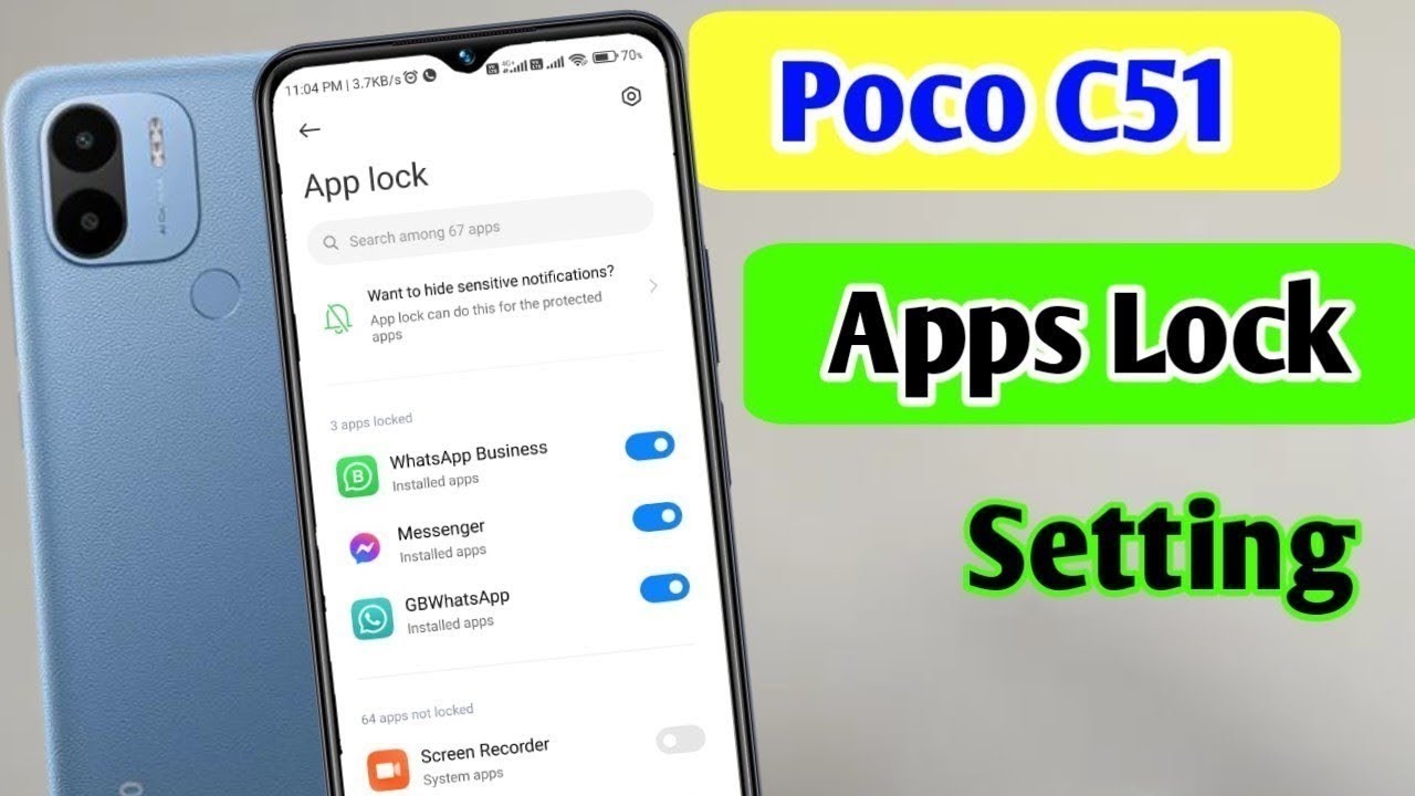 Poco C51 app lock settings/how to set app lock poco c51 mobile - YouTube