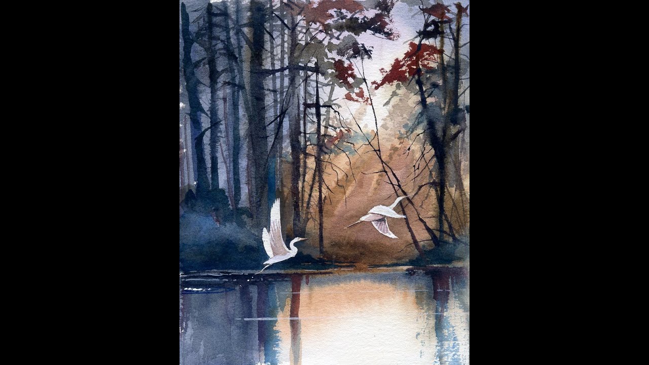 Tony Burke Watercolours 30 minute tutorial No39 "Great White Herons ...