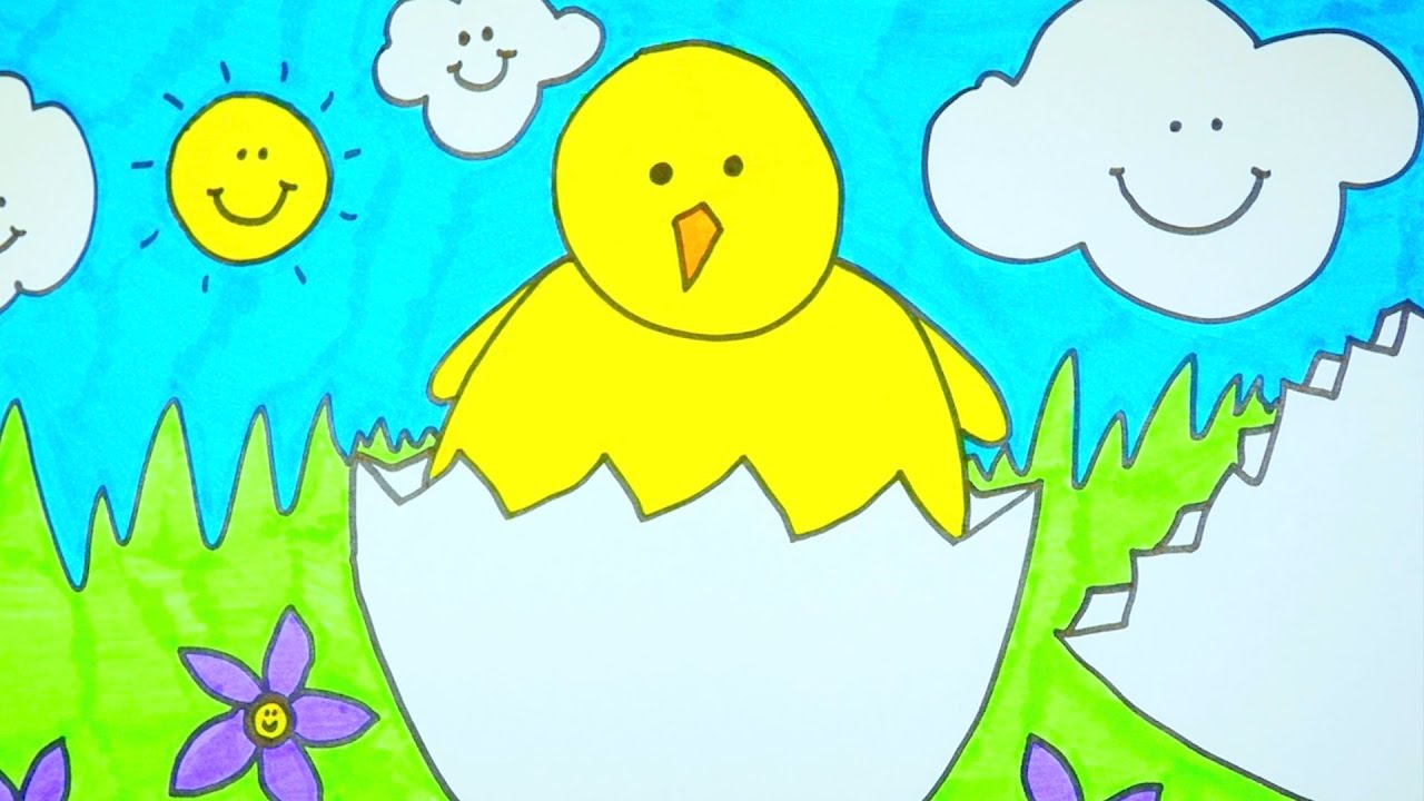 How To Draw A Chicken Hatching - YouTube