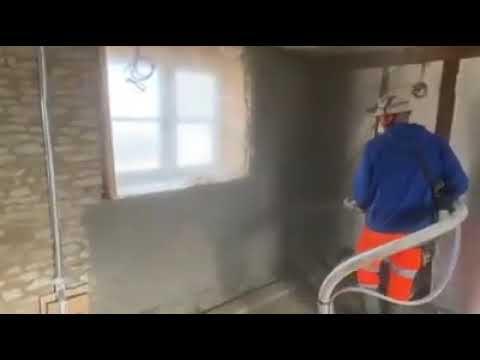 Spraying Hempcrete with my Hempcrete Spray Machine - YouTube