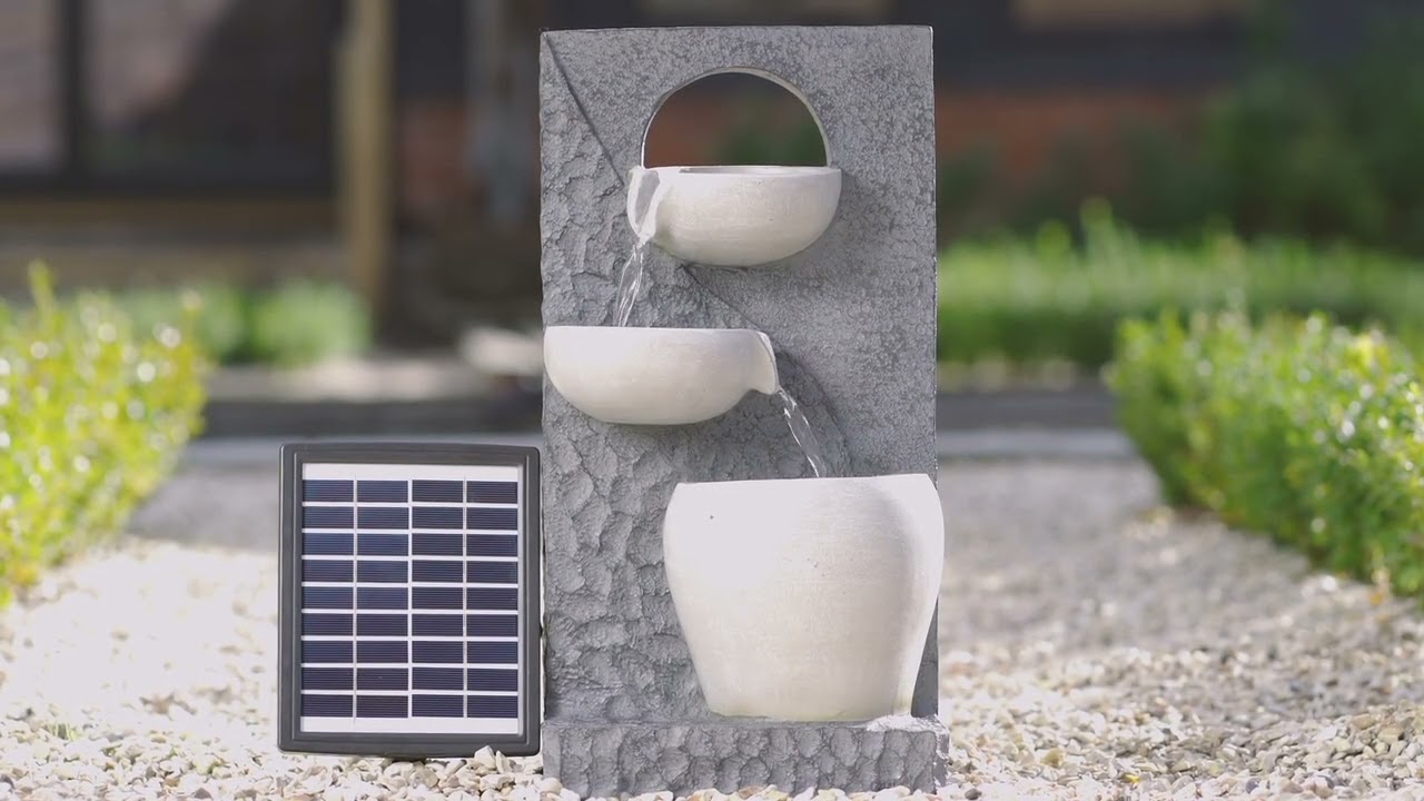 48cm Solar Two Tone Pouring Bowls Tiered Cascading Water Wall Water ...