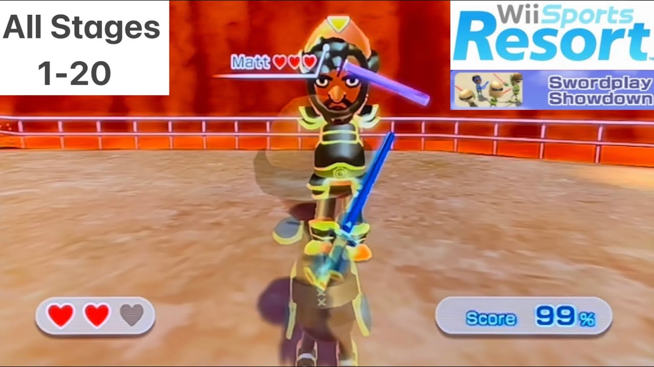 Wii Sports Resort | Swordplay Showdown - All Stages 1-20 - YouTube