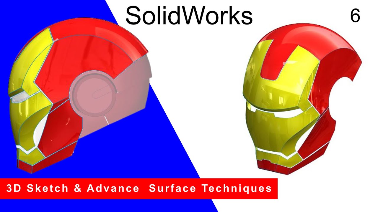 Step6 Design IRON MAN Helmet | SolidWorks Surface Tutorial. - YouTube