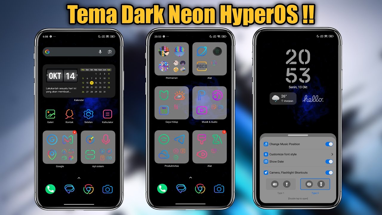 Tema Dark Neon HyperOS !! Tema Dark Terbaik Untuk Xiaomi & Poco HyperOS ...