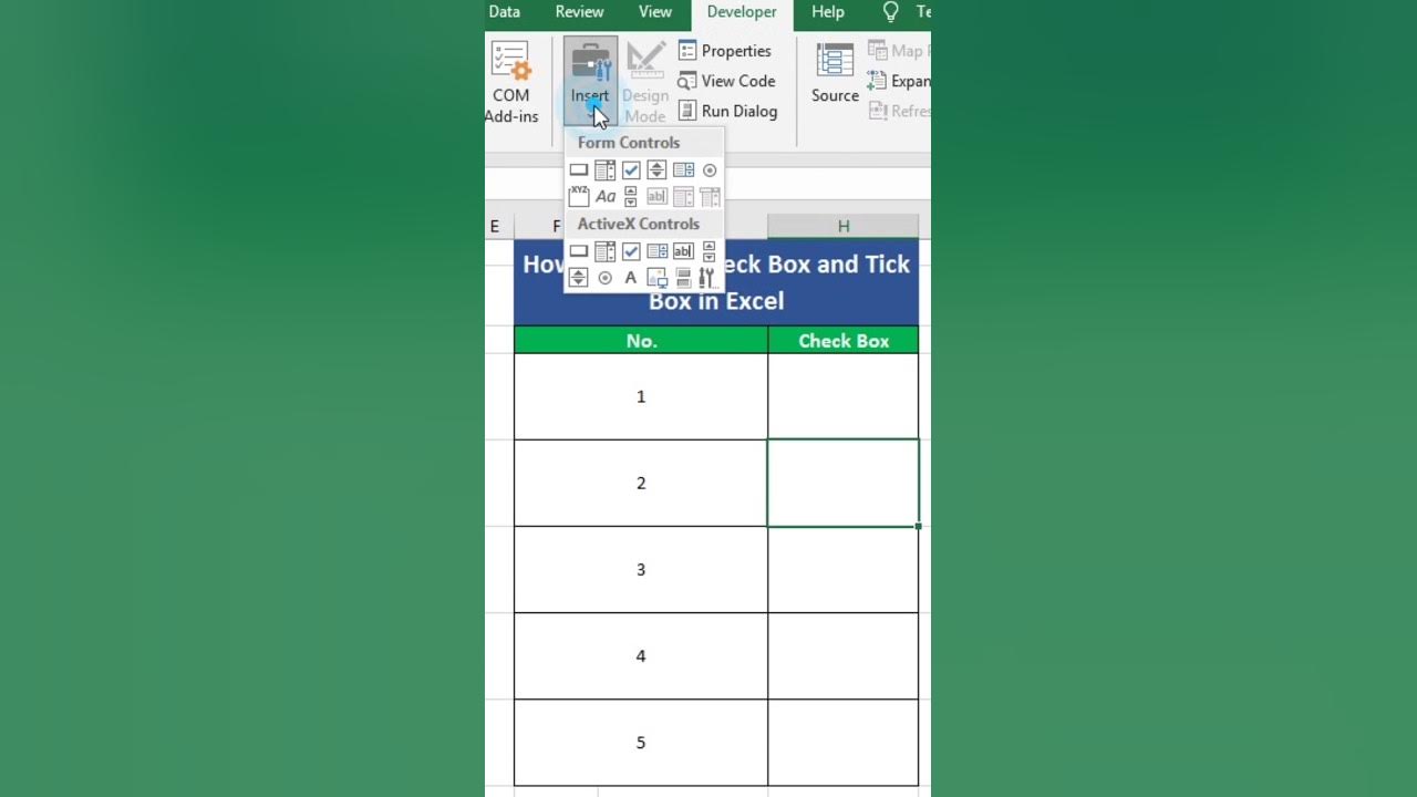 How To Create Checkbox In Ms Excel Tick Box Excel Exceltipsshorts Checkbox