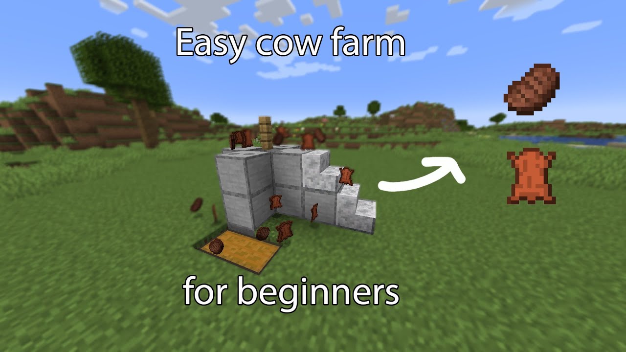 EASY cow farm for BEGINNERS in 1.21.5 - YouTube
