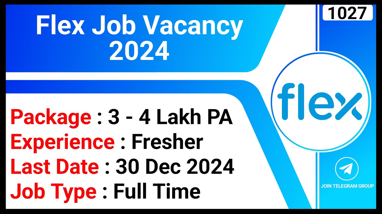 Flex Job Vacancy 2024 | Job For Fresher | Junior Financial Analyst ...