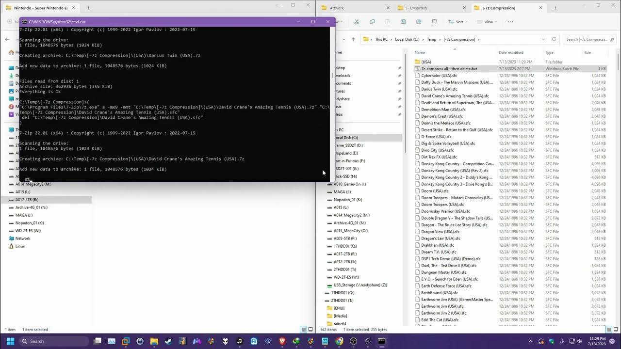 How to create sequential 7-Zip from files then delete the original once done using batch file ...