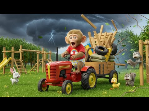 Monkey Zaza’s Tractor Ride to Build a Playground Takes an Unexpected Twist! 🚜✨