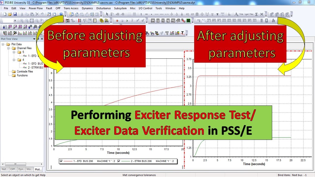 Psse Tutorial 9 Exciter Response Test In Psse Exciter Data Verification And Adjustment In