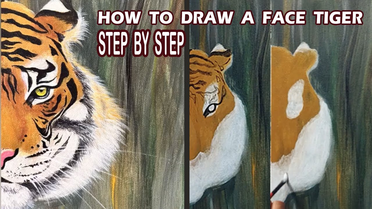 Step-by-Step Guide | How To Drawing a Realistic Half Tiger Head ...