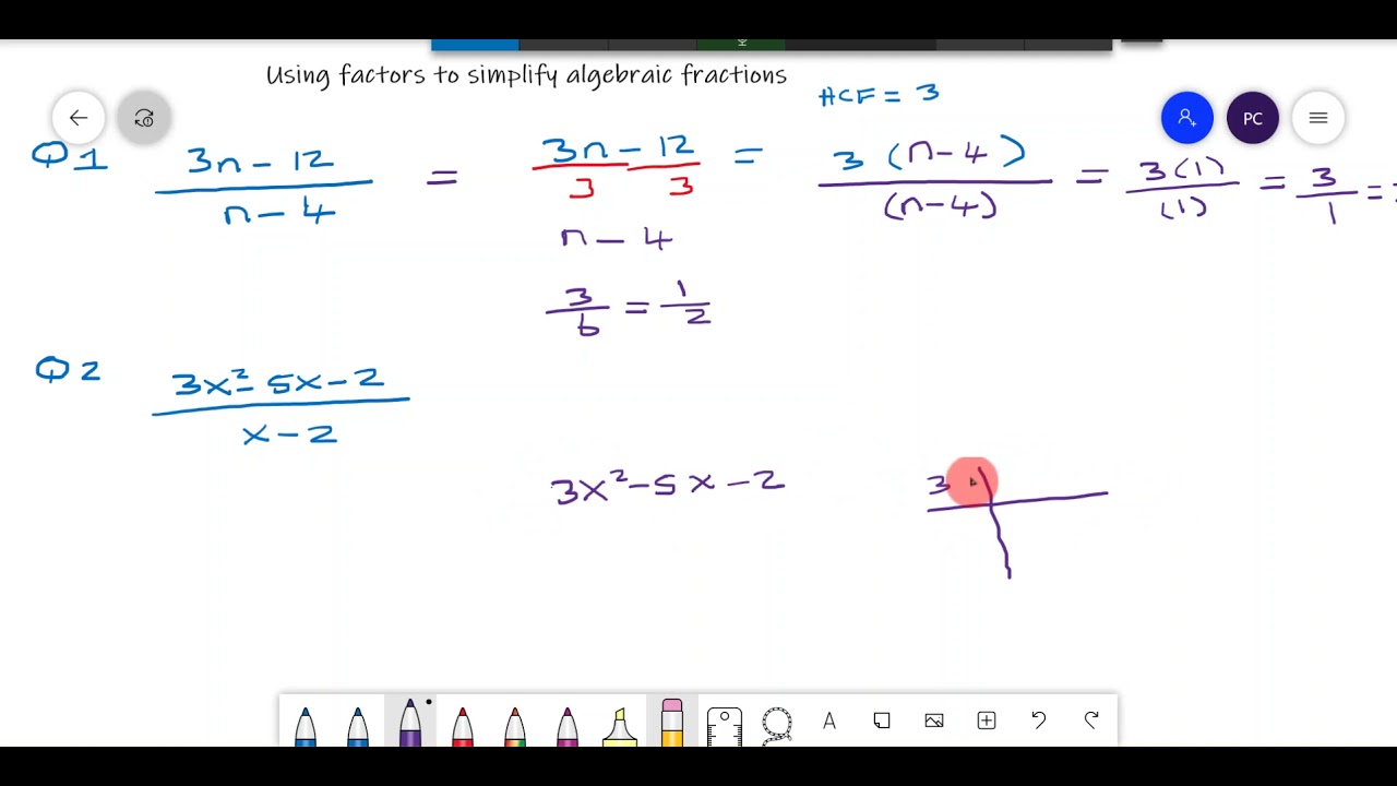 Using Factors To Simplify Algebraic Fractions YouTube Using Factors To Simplify Algebraic Fractions YouTube