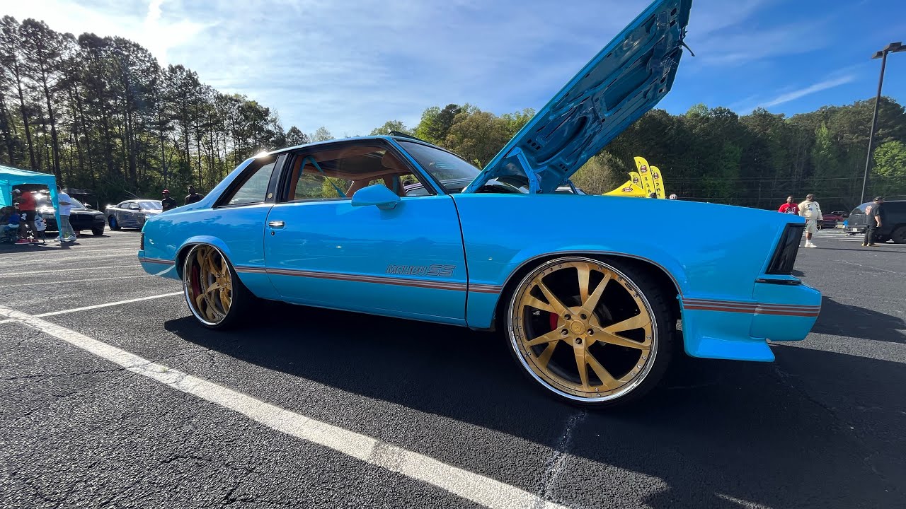 1980 Chevy Malibu Custom Pearl Sky Blue on Custom Brush Gold 24s - YouTube