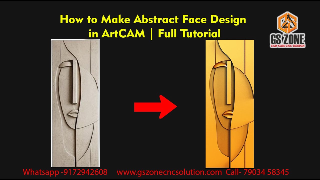 ArtCAM Me Abstract Face Design Kaise Banaye | CNC 3D Panel Full ...