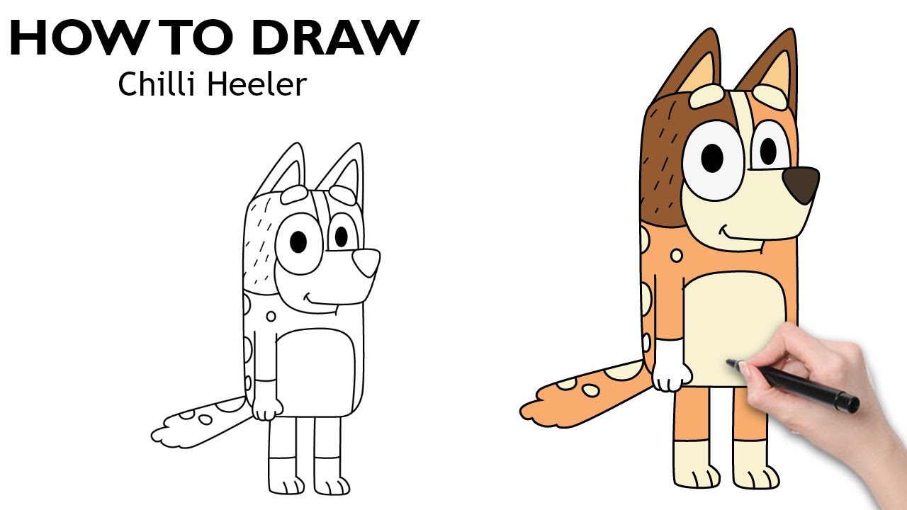 How to Draw Chilli Heeler from Bluey Step by Step - YouTube
