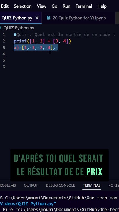 Quiz Python Episode 10 Somme Des Listes Shorts Coding Python3 Python Programmingvideos