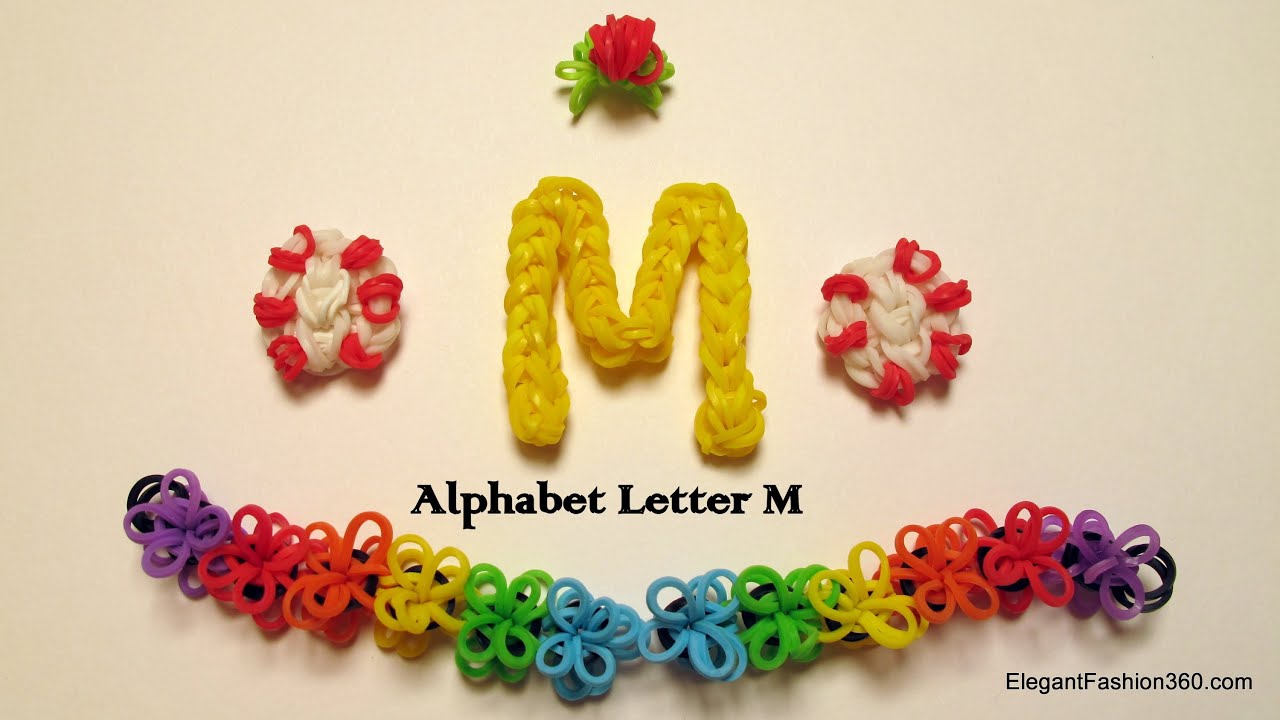 How to Make Alphabet Letter M Charm on Rainbow Loom - YouTube