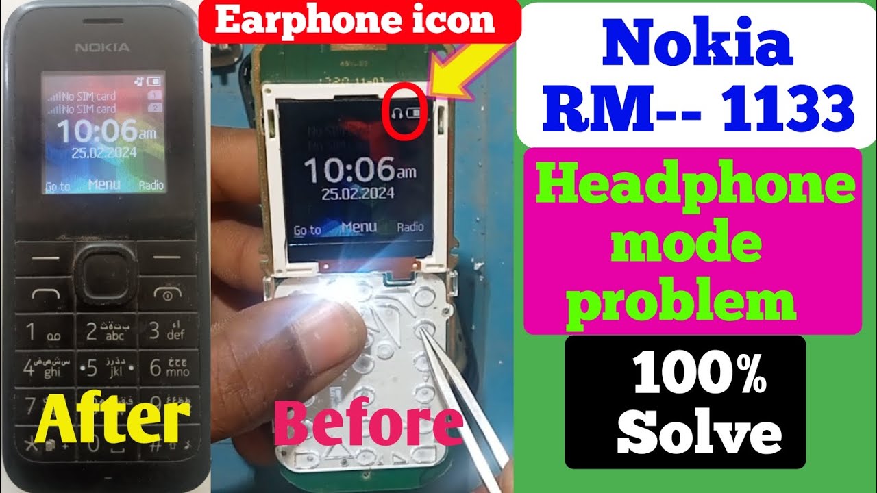 Nokia rm 1133 Earphone mode solution headphone problem ear icon nokia ...