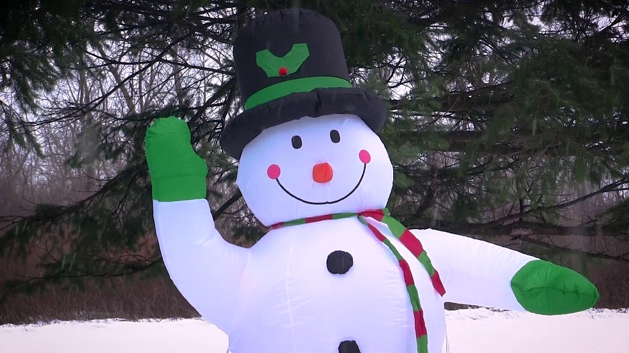 Animated Inflatable Lighted Standing Snowman Outdoor Decoration ...