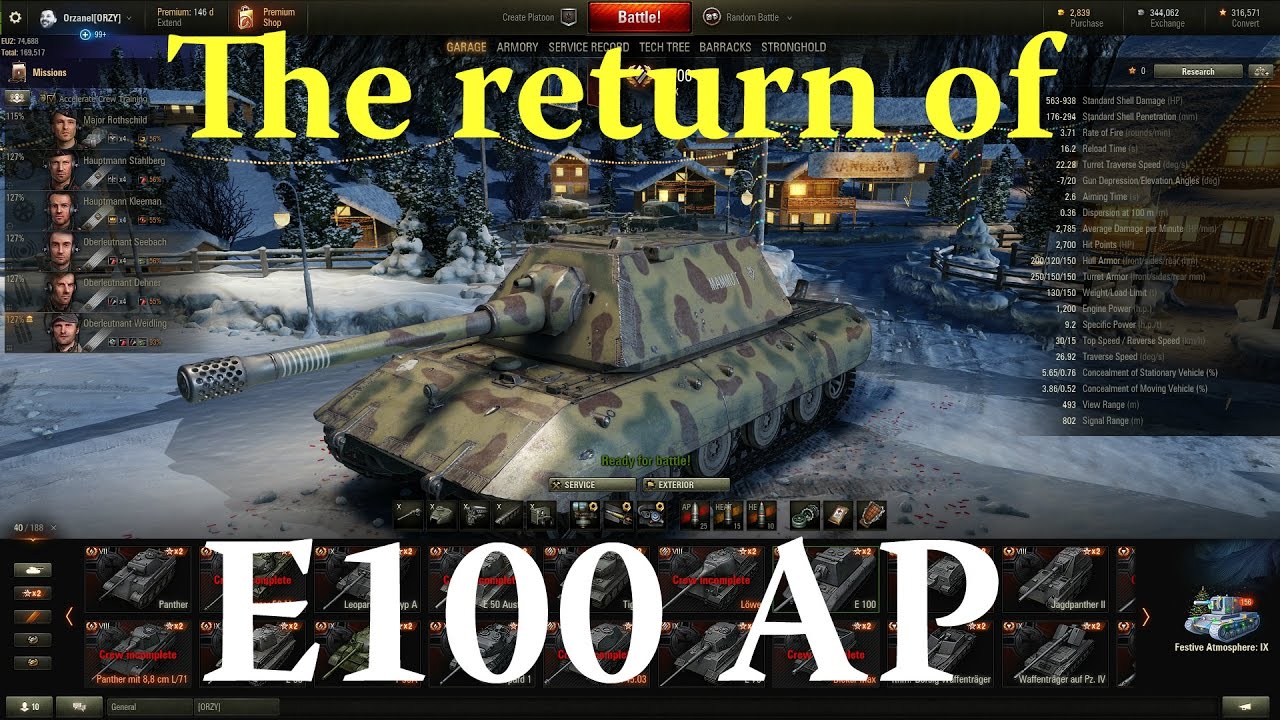 World of Tanks - Return of E100 AP - YouTube
