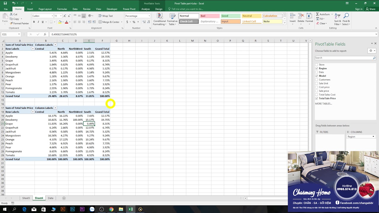 Làm quen với Pivot Table trong Excel (Phần 5: Show Values As) - YouTube