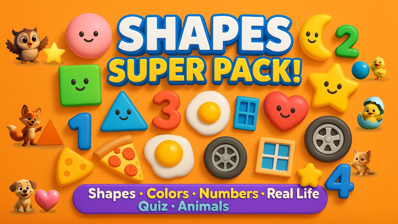 Shapes Super Pack! 🟠🔵🟥 Learn All Shapes, Colors, Numbers & More in One ...