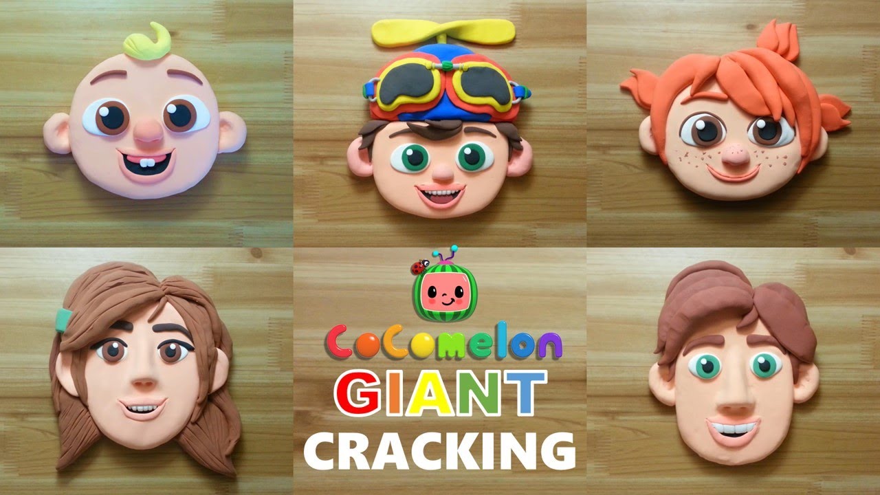 GIANT cocomelon family clay cracking collection 코코멜론 거대 가족 점토 부수기 모음 ...