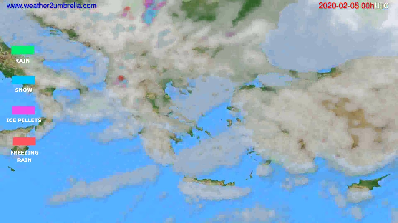 Precipitation forecast Greece // modelrun: 00h UTC 2020-02-04 - YouTube