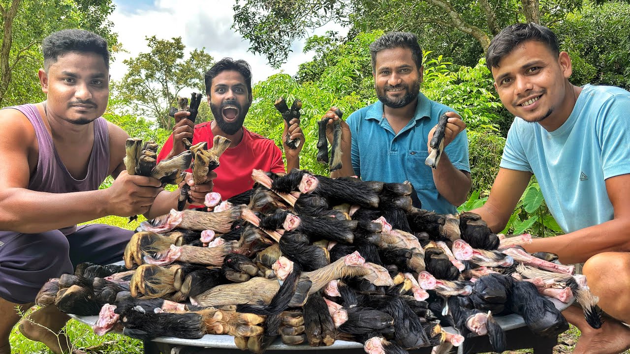 GOAT LEG FEET | Healthy Goat Leg Recipe | Cooking & Eating in Village ...
