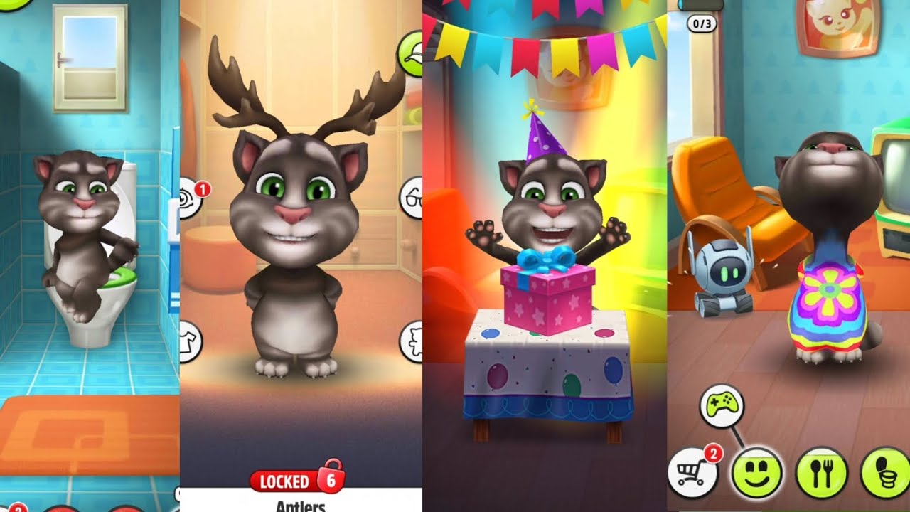 My Talking Tom😜 Mini Tom ka aaj birthday hai😝Apne hi poonchh pakad li🤭😳 ...