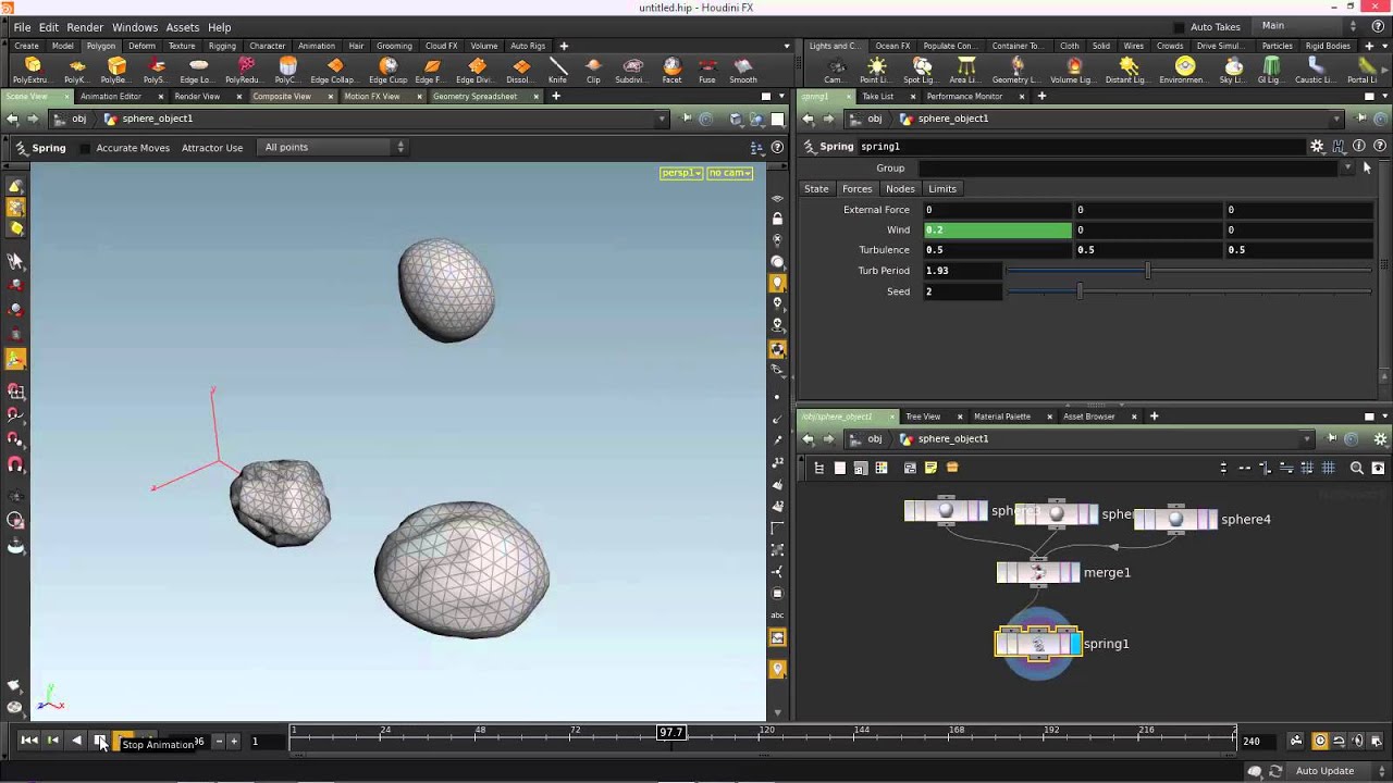 Houdini Animation入門 第4章Springノード レッスン2 Facet - YouTube