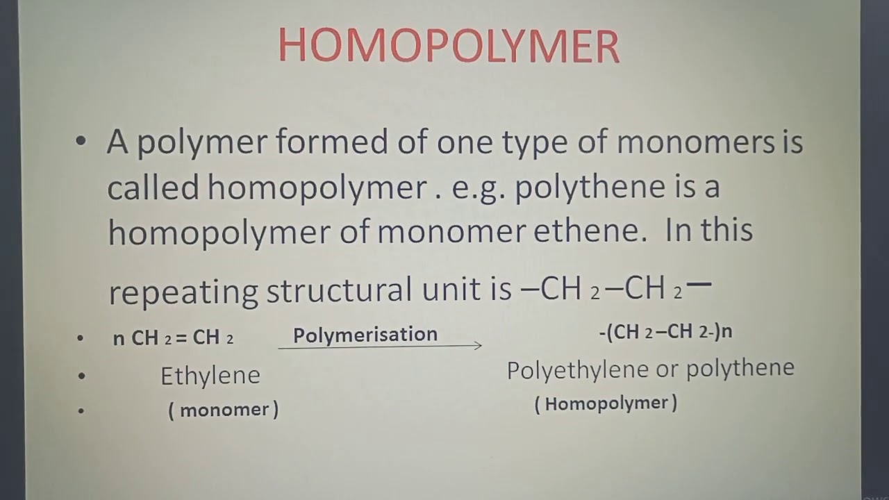 Polymer -introduction, polymerisation homopolymer and co-polymer - YouTube