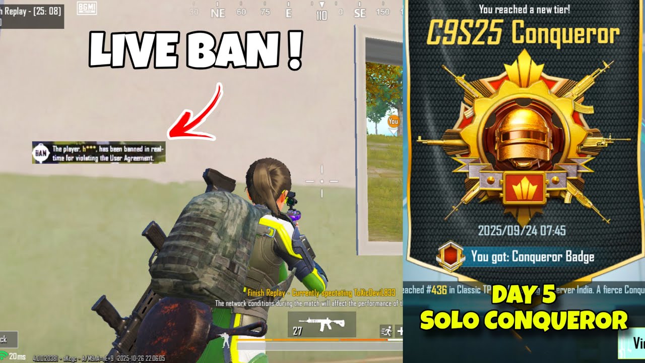 HACKER GOT LIVE BAN IN SOLO CONQUEROR RANK PUSH 🔥SOLO CONQUEROR BGMI ...